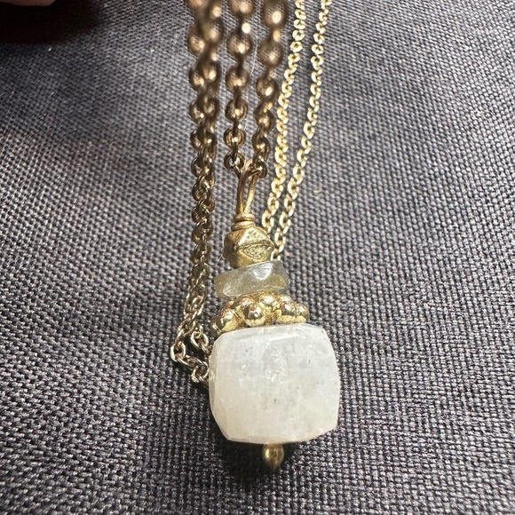 Jewelry | Golden Necklace With White Stone Pendant | Poshmark